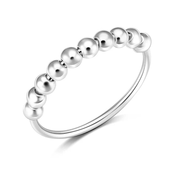 Jewelry | Bead Anti Anxiety Ring Sterling Silver Anti Stress Ring ...
